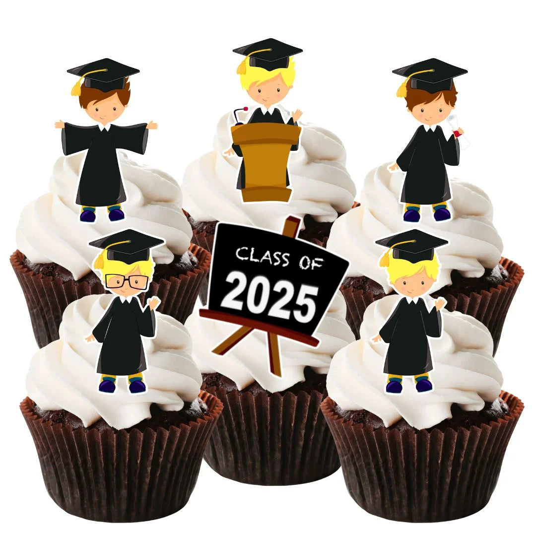 Graduation Boy Mix Edible Cupcake Toppers - Cian's Cupcake Toppers