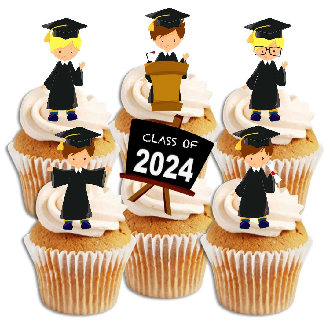 Graduation Boy Mix Edible Cupcake Toppers - Cian's Cupcake Toppers